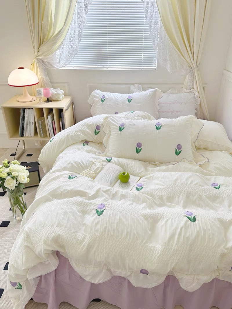 Purple Tulip Bloom Bedding Set – MiU Life